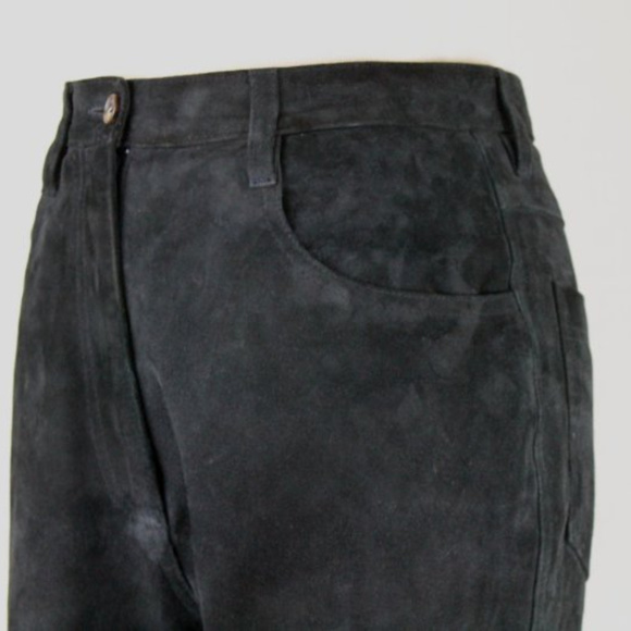 jaeger | Jeans | Vintage Jaeger Black Suede Leather Jeans | Poshmark